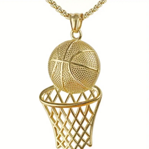 Accessories | Gold Basketball Hoop Pendant Chain Necklace | Poshmark